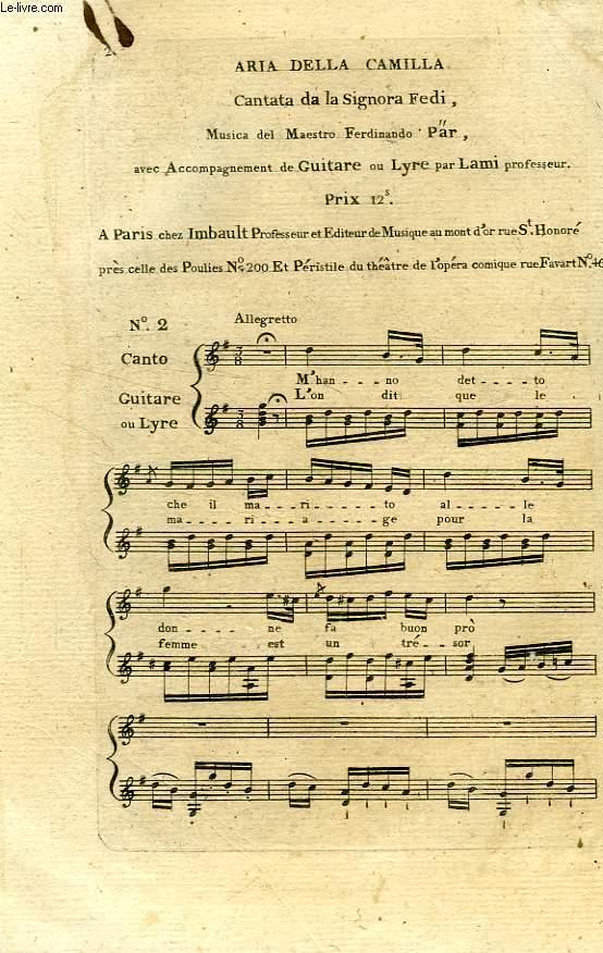 ARIA DELLA CAMILLA by PAR FERDINANDO, LAMI: Sheet Music | Le-Livre