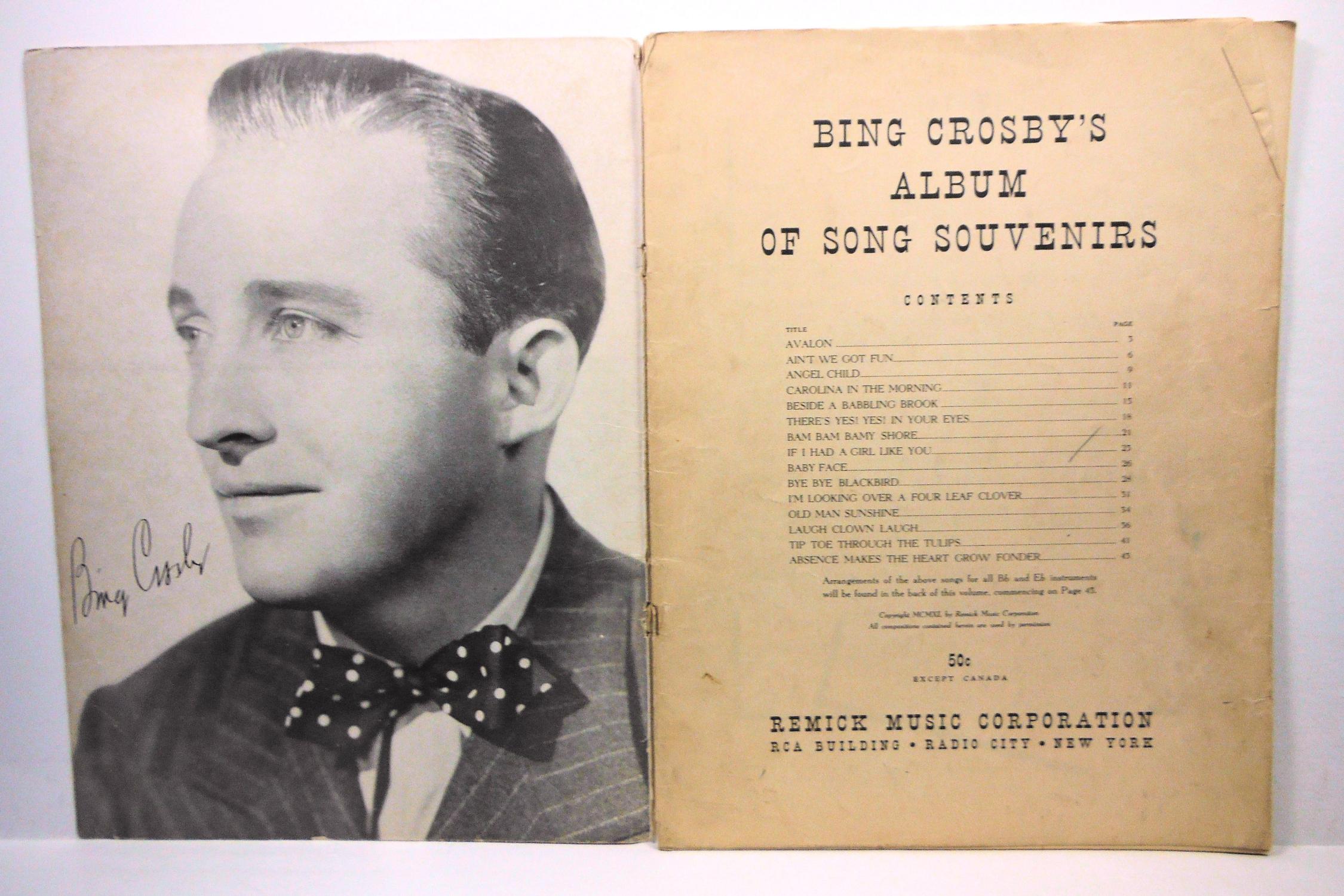 BING CROSBY'S ALBUM OF SONG SOUVENIRS by REMICK MUSIC CORPORATION: Good ...