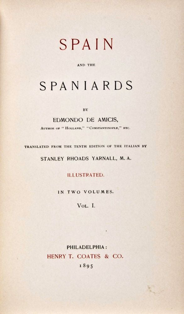 Spain and the Spaniards. 2-vol. set (Complete) by De Amicis, Edmondo ...
