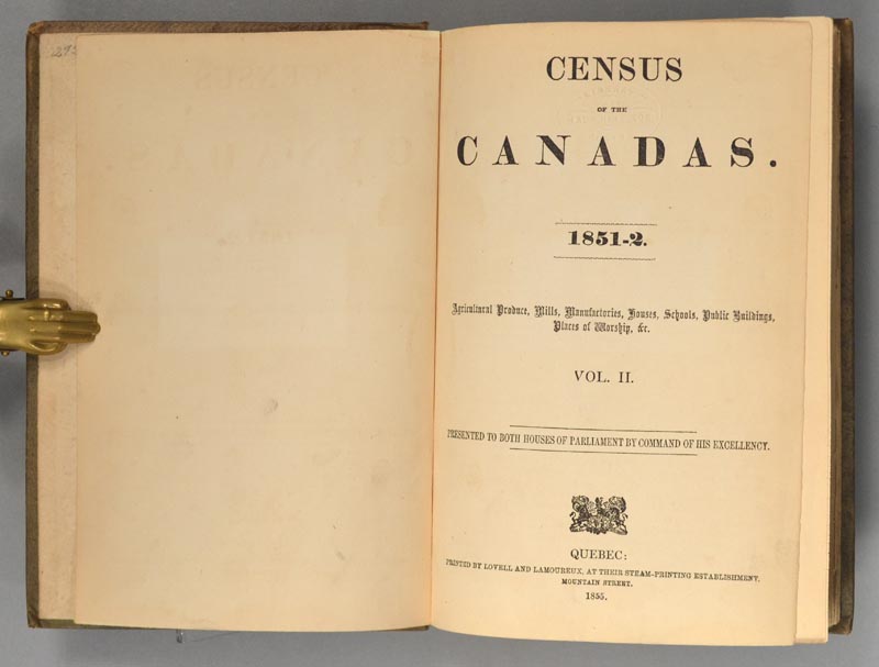 CENSUS OF THE CANADAS by CANADA: (1855) | Boston Book Company, Inc. ABAA