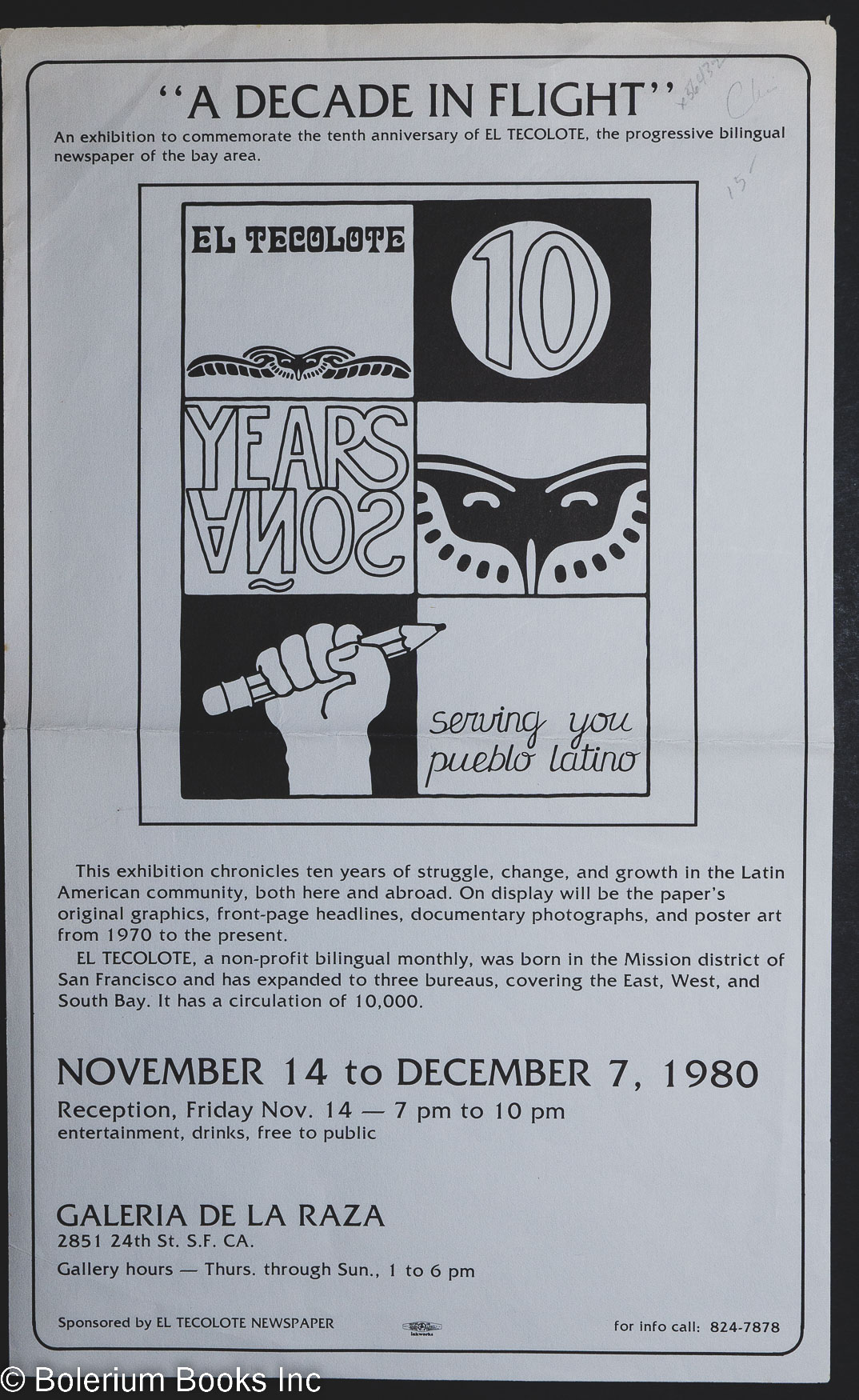 A Decade in Flight" [handbill/poster] November 14 to December 7, 1980 ...