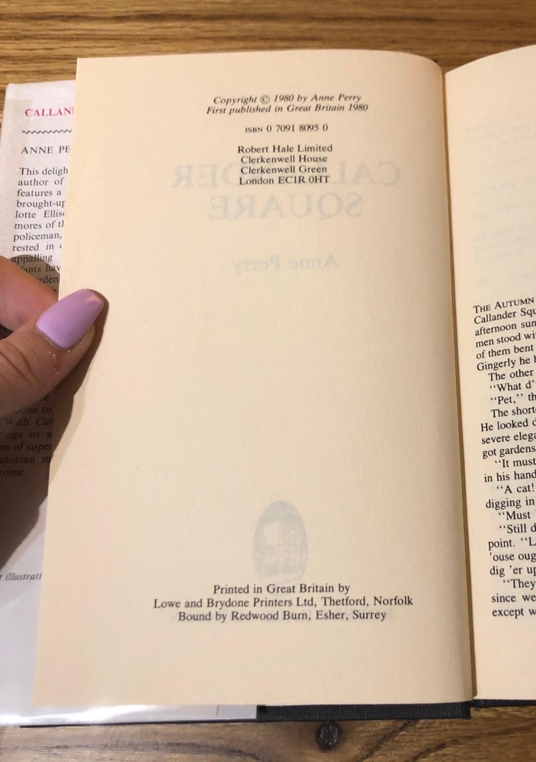 CALLANDER SQUARE by PERRY ANNE: Hard Cover (1980) First Edition ...