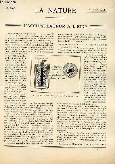 La nature n° 2887 - L'accumulateur à iode par André Bourgain, Le ...