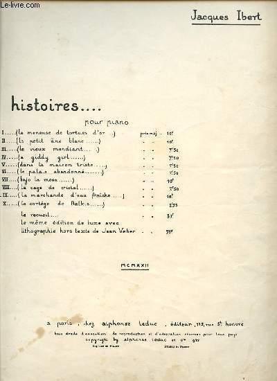 HISTOIRES. LA MARCHANDE D'EAU FRAICHE. by JACQUES IBERT.: (1922) Sheet ...