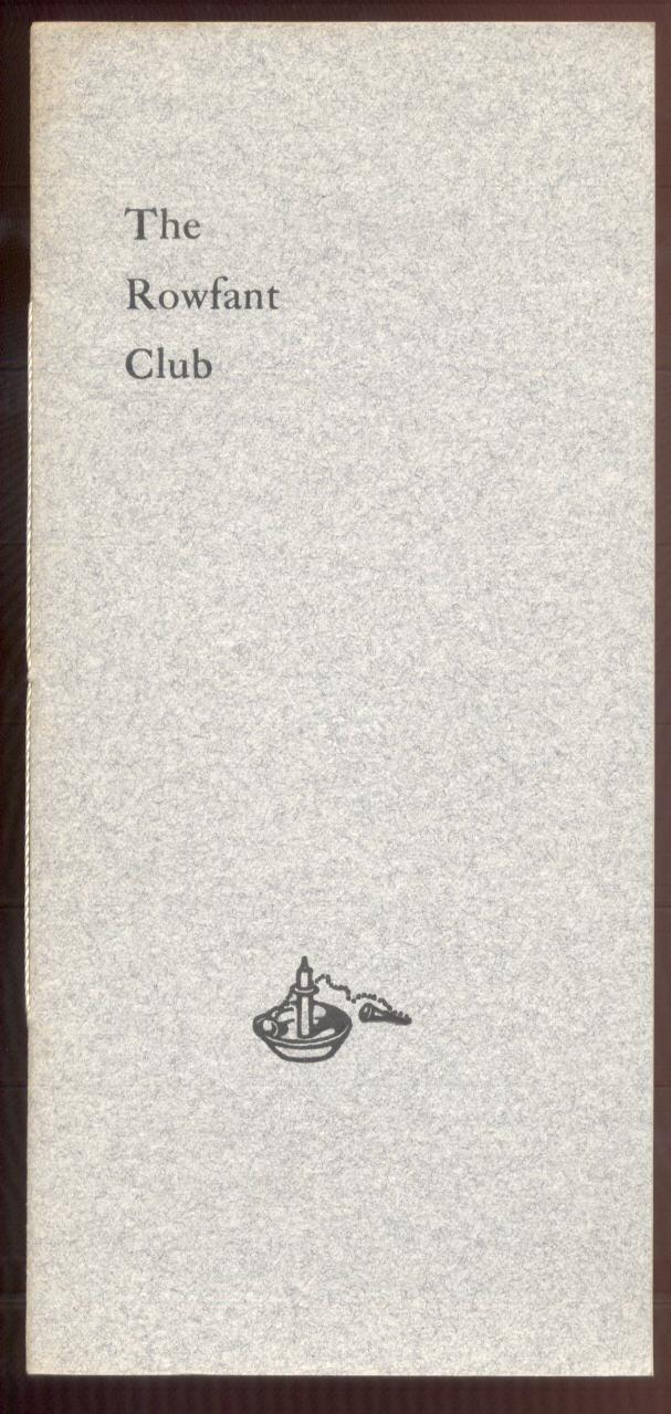 The Rowfant Club Member's List 1902. by Rowfant Club.: Fine Soft cover ...