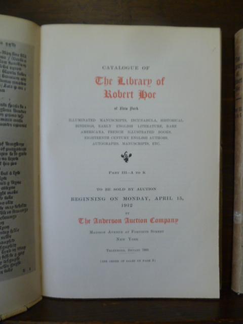 THE LIBRARY OF ROBERT HOE.: Moderate Edge Wear and Soiling Wrappers ...