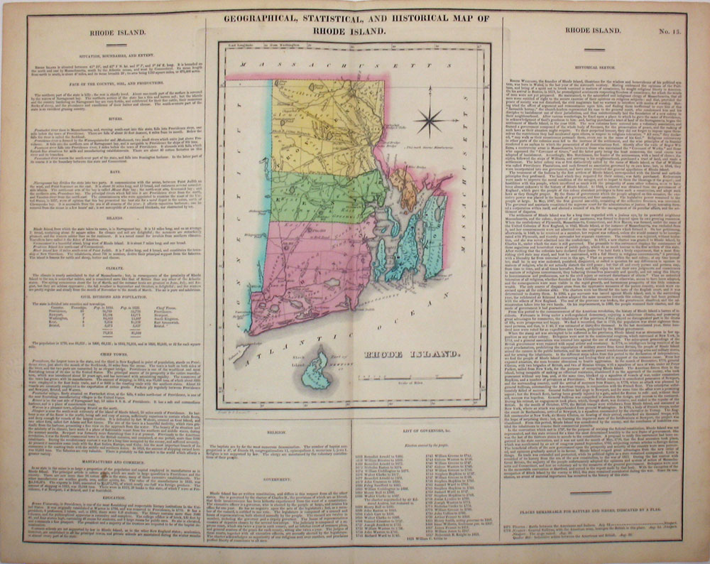 Geographical, Statistical, and Historical Map of Rhode Island by [Rhode ...