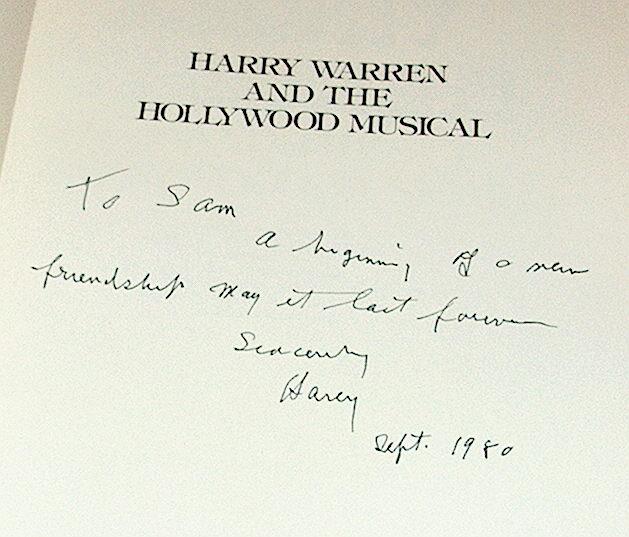Harry Warren and the Hollywood Musical INSCRIBED By HARRY WARREN by ...