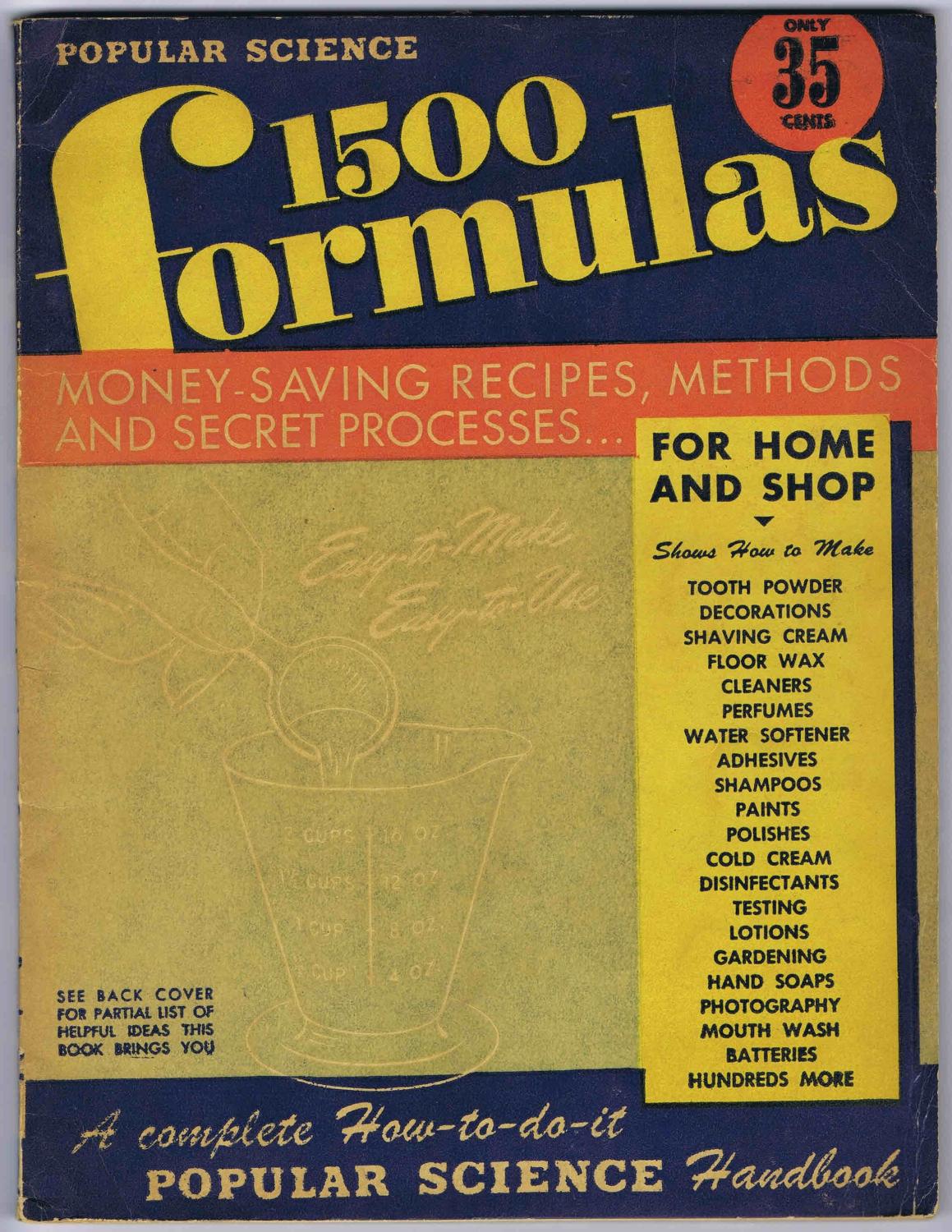 1500 FORMULAS: A complete How-to-do-it POPULAR SCIENCE Handbook - 15th ...