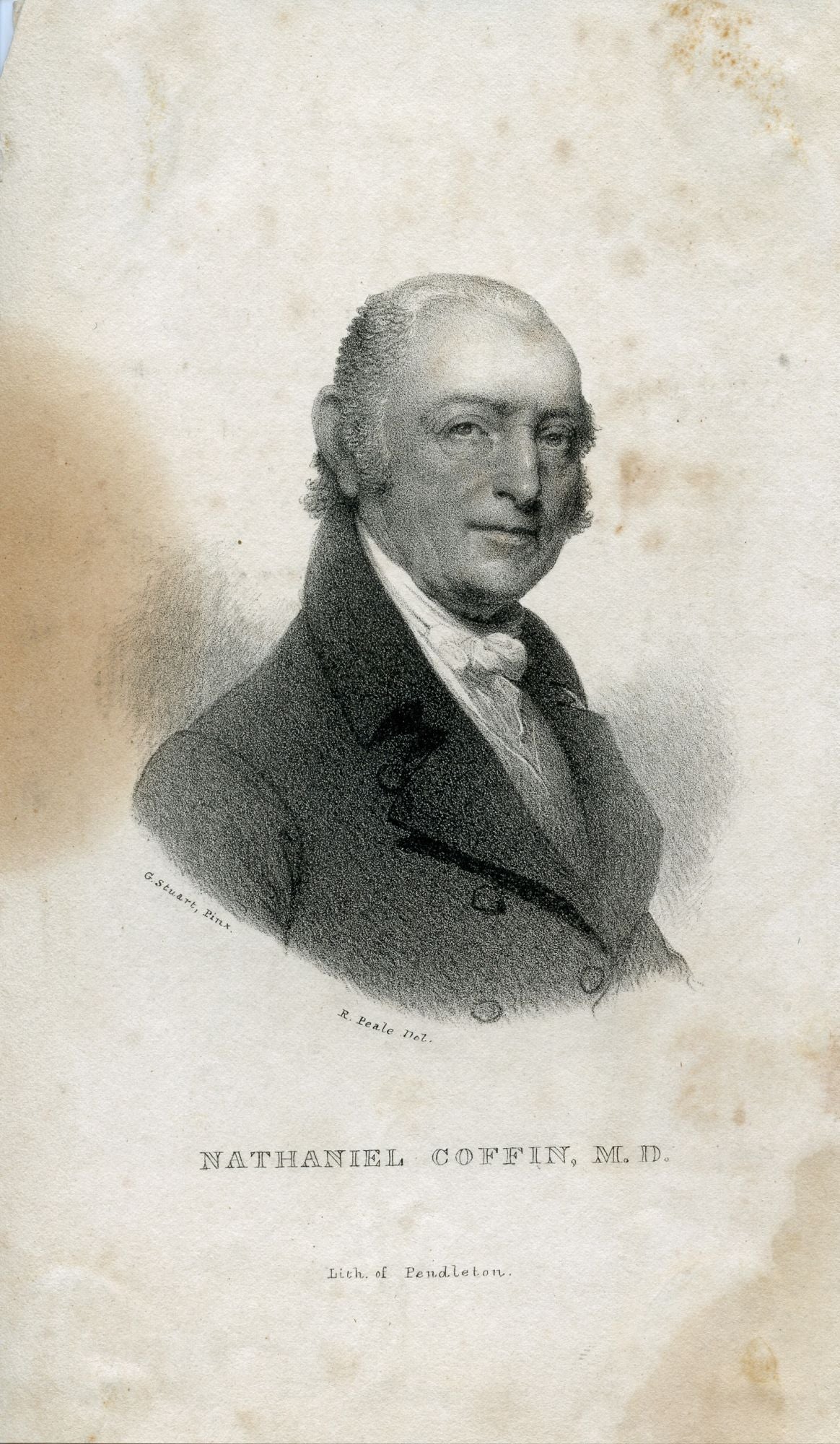 Lithograph Portrait by Rembrandt Peale after Gilbert Stuart ...