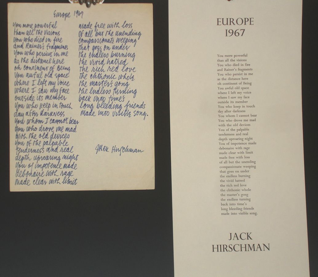 Europe 1967 (an Original Holograph poem) de Hirschman, Jack: (1967 ...