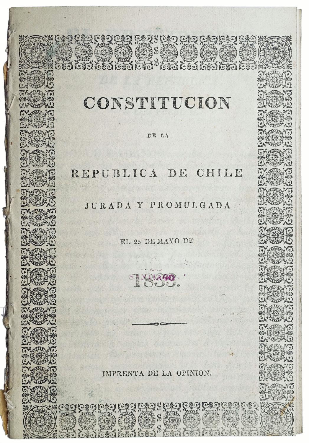 Constitucion de la Republica de Chile jurada y promulgada el 25 de mayo ...