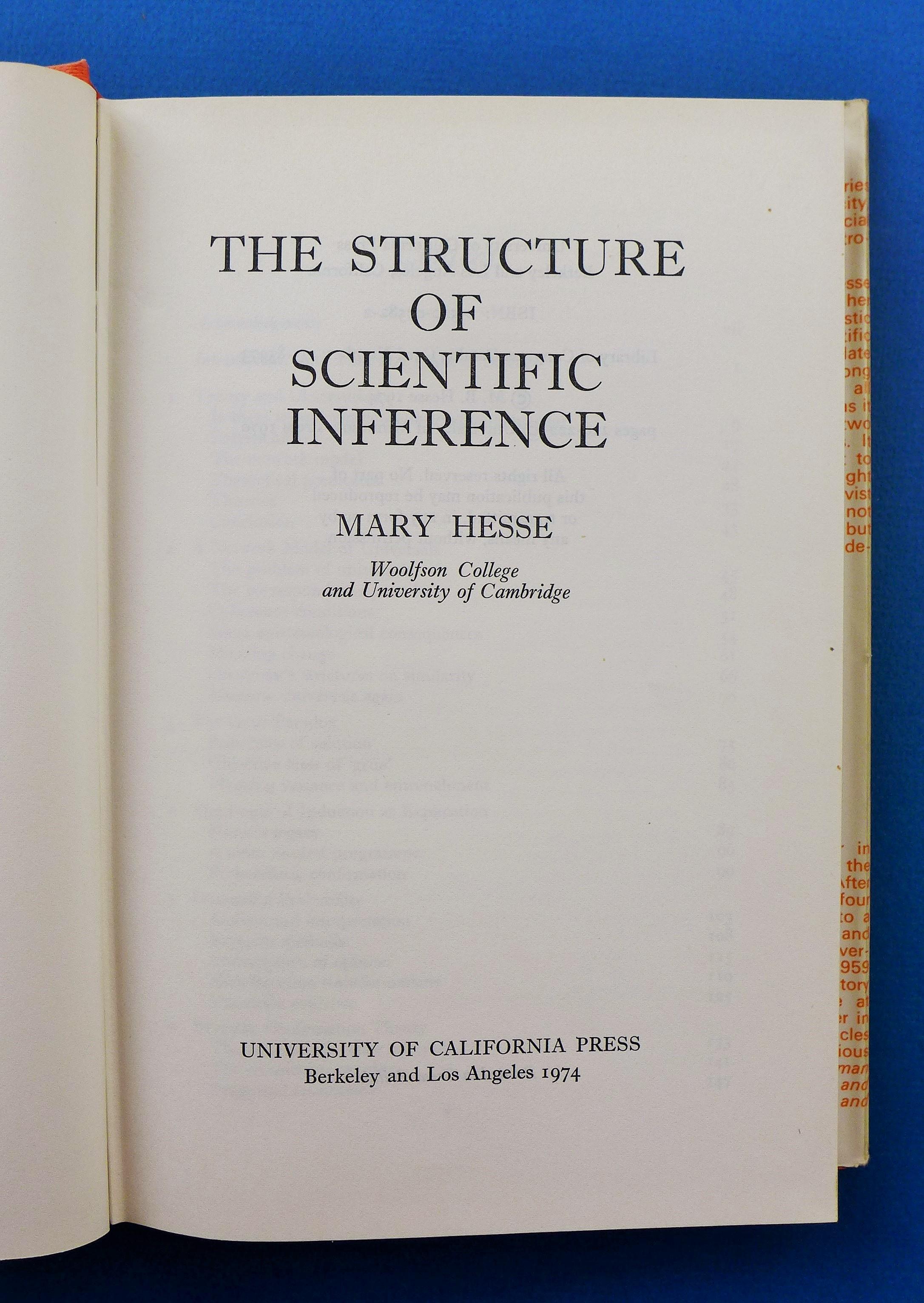 The Structure of Scientific Inference by Hesse, Mary: Near Fine ...