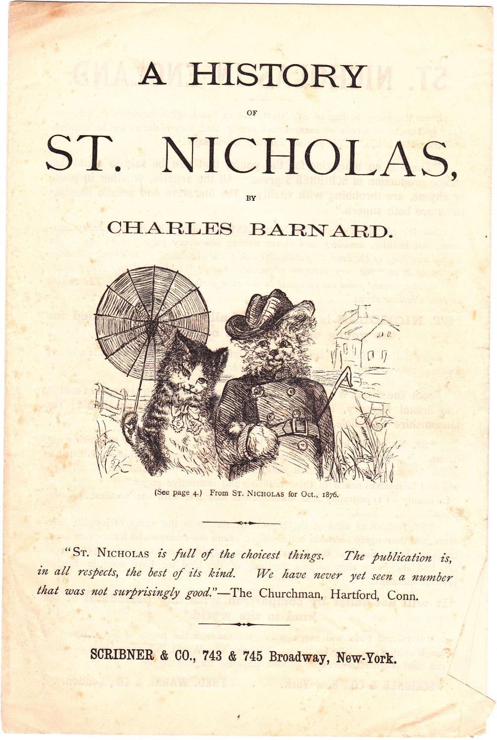 A History of St. Nicholas [i.e., the illustrated magazine]. by Barnard ...