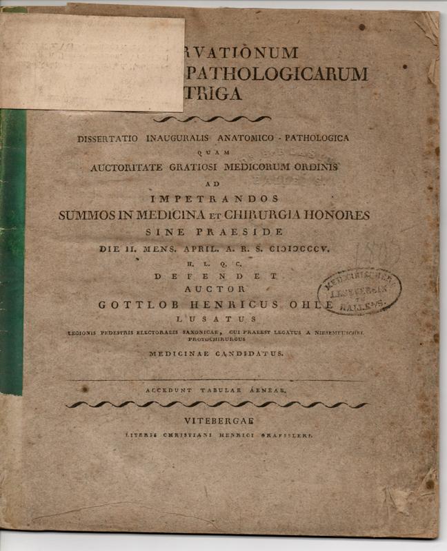 Dissertation. Observationum anatomico-pathologicarum (anatomisch ...