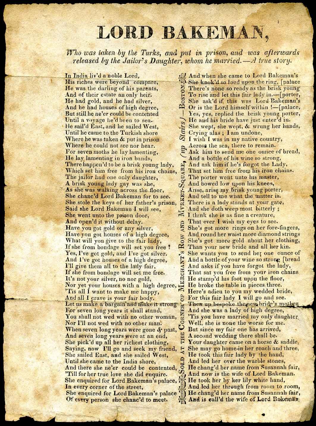 LORD BAKEMAN, Who was taken by the Turks, and put in prison, and was ...