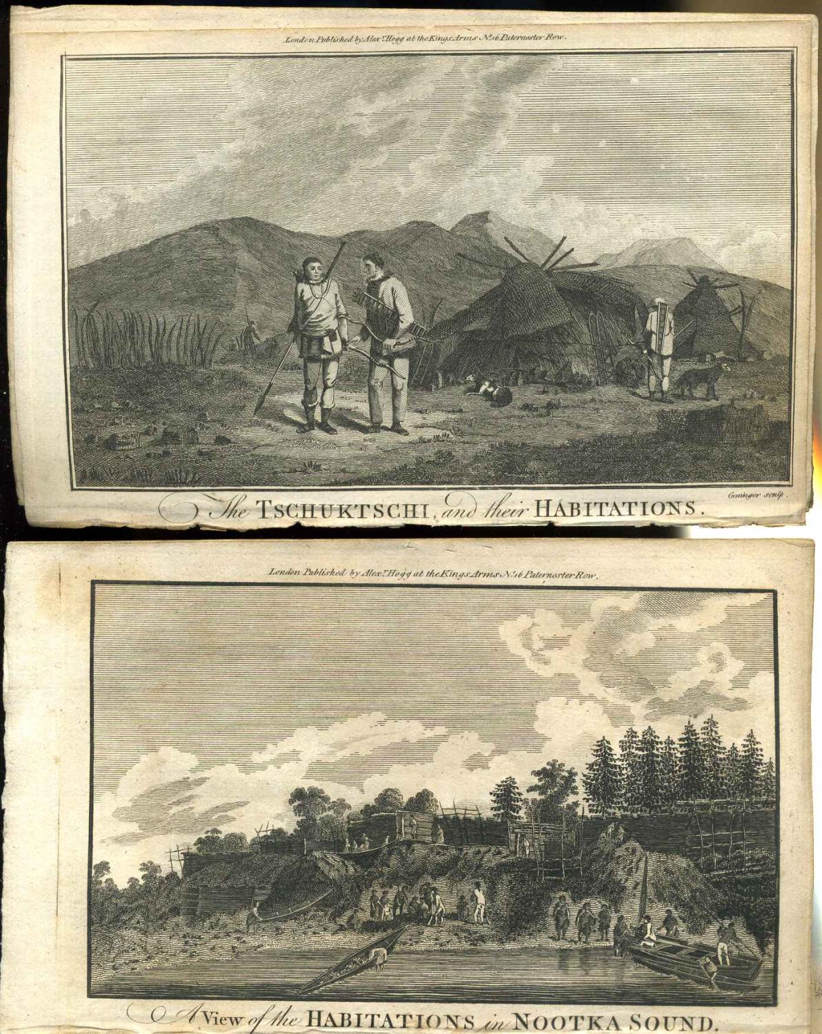 Five engravings: A View of the Habitations in Nootka Sound; The Inside ...