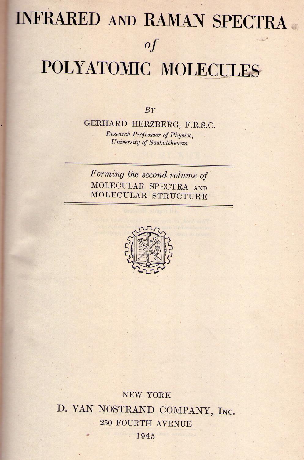 Molecular Spectra And Molecular Structure Volume Ii Infrared And