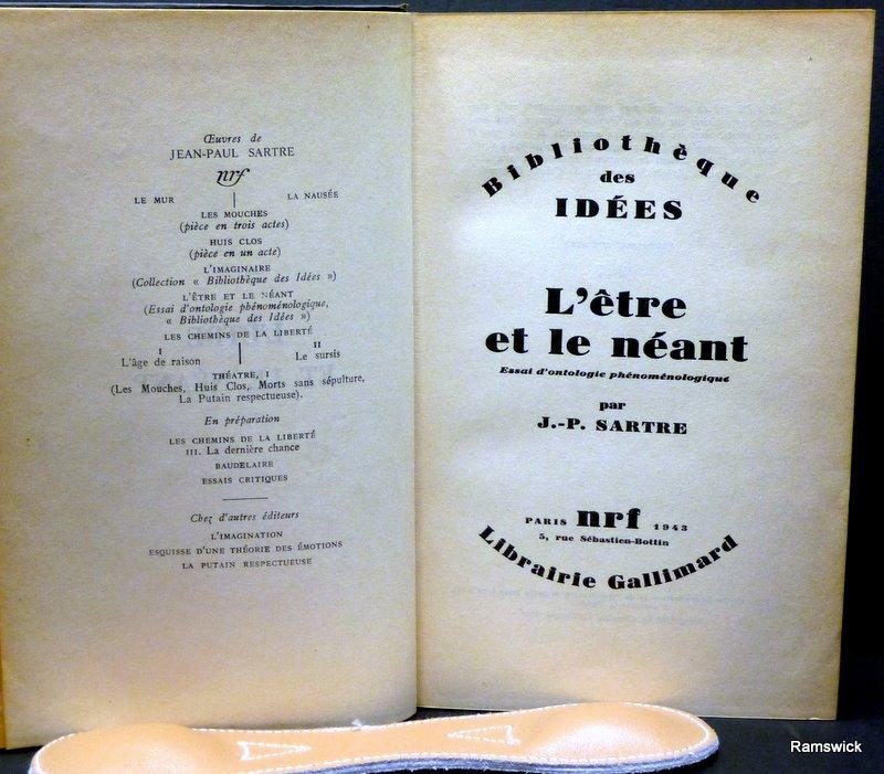 L' ETRE ET LE NEANT. ESSAI D' ONTOLOGIE PHENOMENOLOGIQUE [BEING AND ...