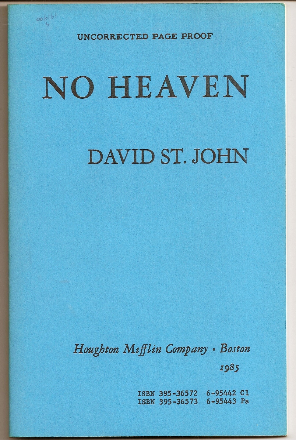 NO HEAVEN by ST. JOHN, David: Fine with review slip laid in Printed ...