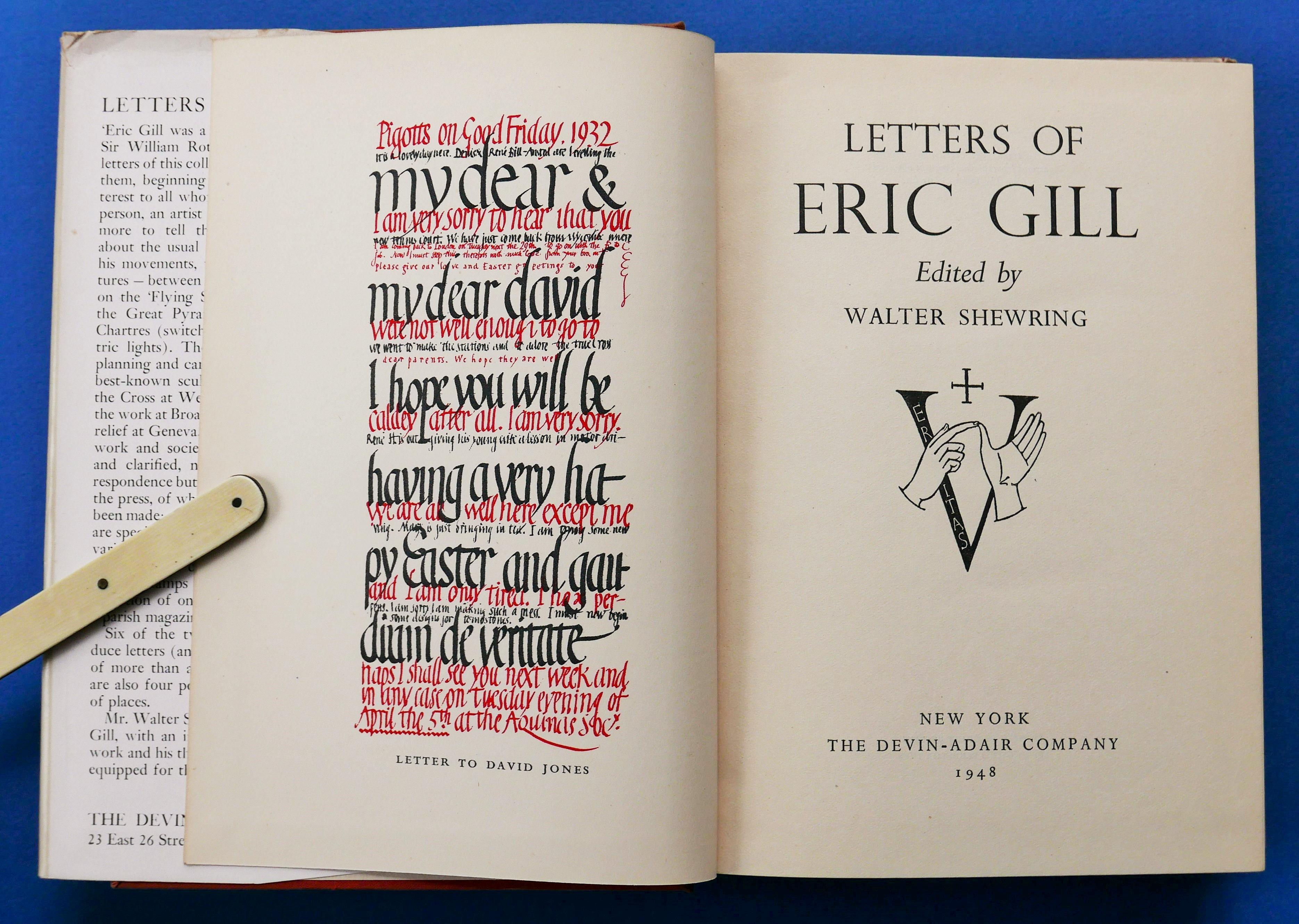 Letters of Eric Gill by Gill, Eric. Edited by Walter Shewring.: Very ...