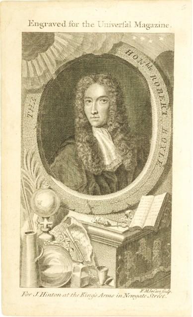 Portrait, The Hon:ble Robert Boyle, Bust to left, head slightly right ...