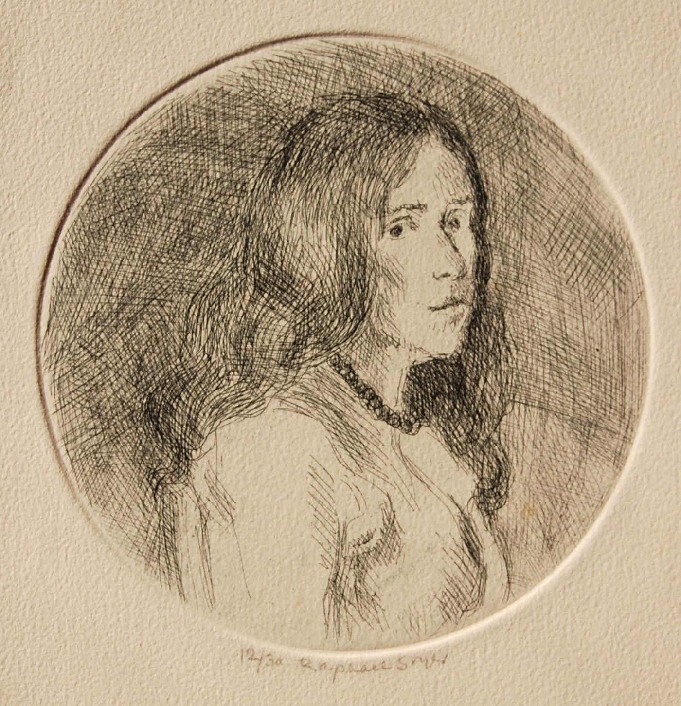 Circular portrait of a woman by Soyer, Raphael: Fine No Binding Signed ...