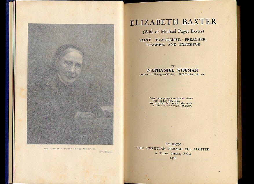 Elizabeth Baxter [1837-1926] Wife of Michael Paget Baxter: Saint ...