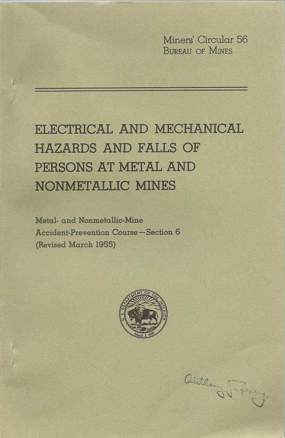 Electrical and Mechanical Hazards and Falls of Persons at Metal and ...