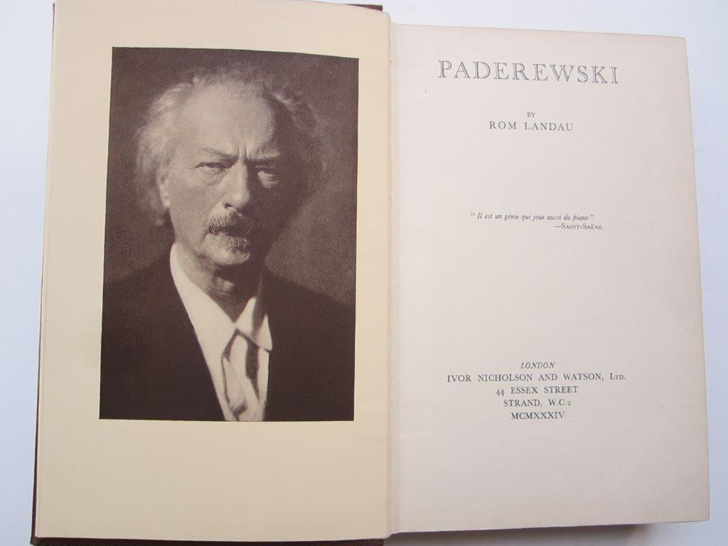 Paderewski by LANDAU, ROM: Very Good Brown Cloth (1934) First Edition ...