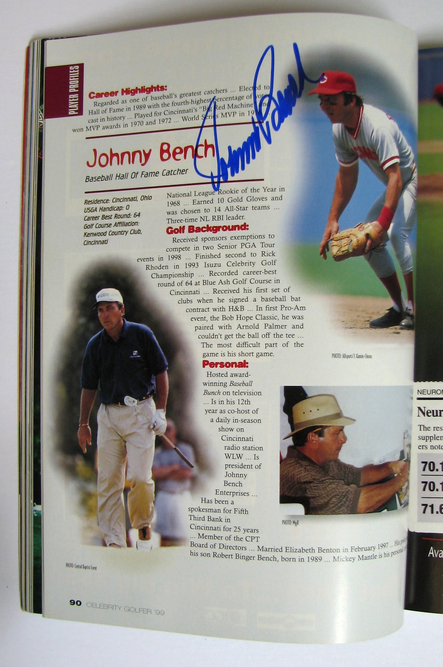 Celebrity Golfer '99 - Signatures By Johnny Bench, Jerry Lucas, Ivan ...