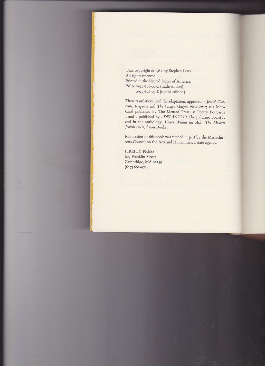 Many Hands, a Gathering of Sephardic Songs and Proverbs with a Poem, in ...