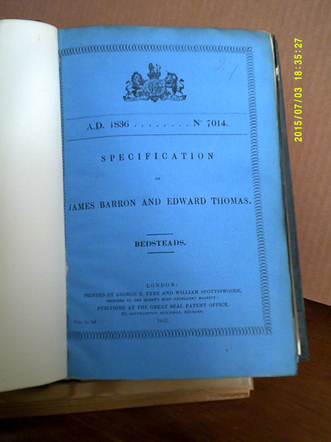Bedsteads, and apparatus to be used with or for bedsteads. Being ...
