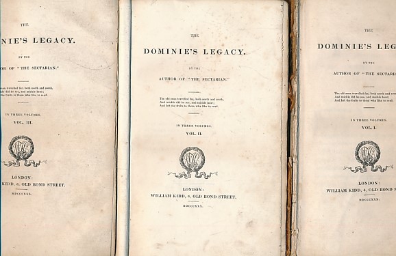 The Dominie's Legacy. 3 volume set by [Picken, Andrew]: Fair (1830 ...