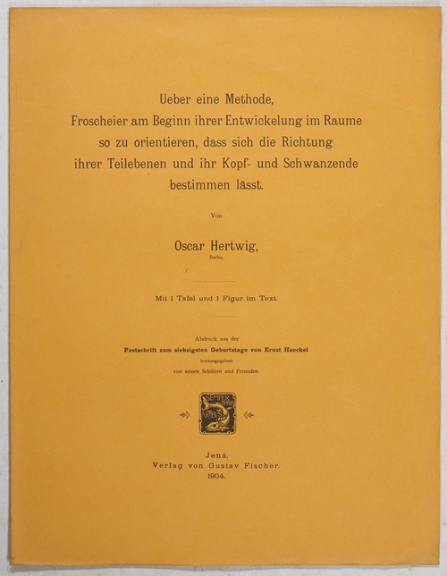 Ueber eine Methode, Froscheier am Beginn ihrer Entwickelung im Raume so ...