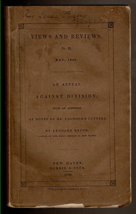 AN APPEAL AGAINST DIVISION; WITH AN APPENDIX OF NOTES ON MR. CALHOUN'S ...