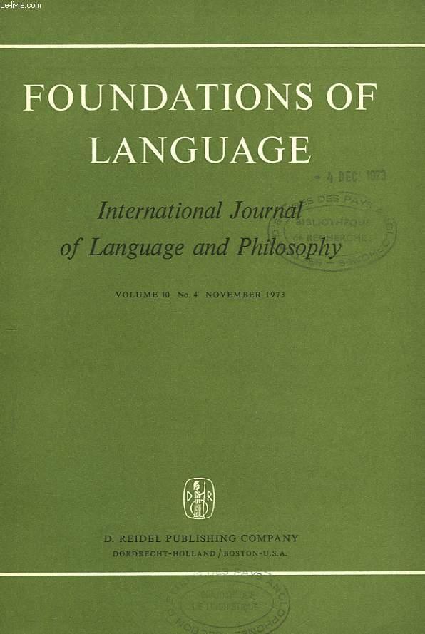 FOUNDATIONS OF LANGUAGE. INTERNATIONAL JOURNAL OF LANGUAGE AND ... FOUNDATIONS OF LANGUAGE. INTERNATIONAL JOURNAL OF LANGUAGE AND ...
