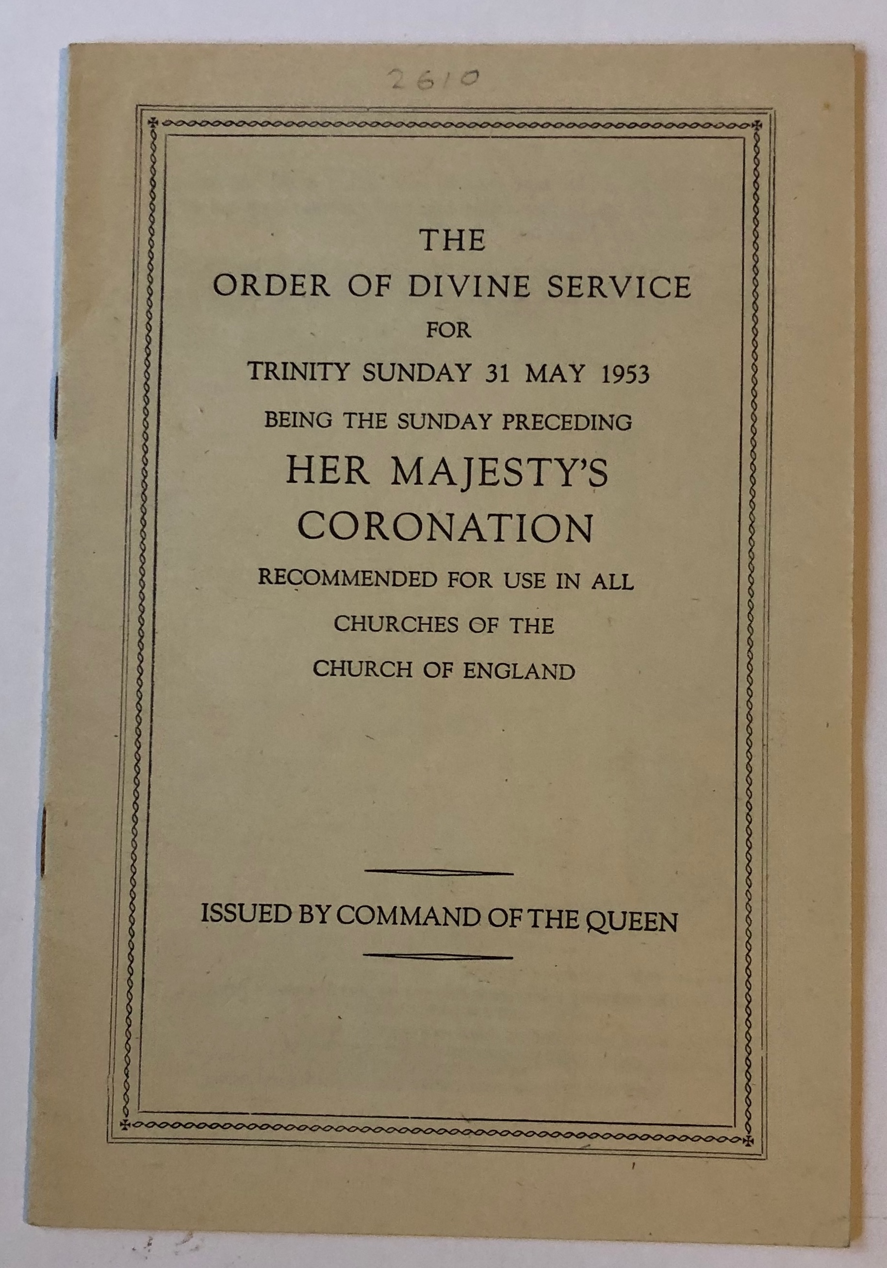 The Order Of Divine Service For Trinity Sunday 31 May 1953 Being The ...