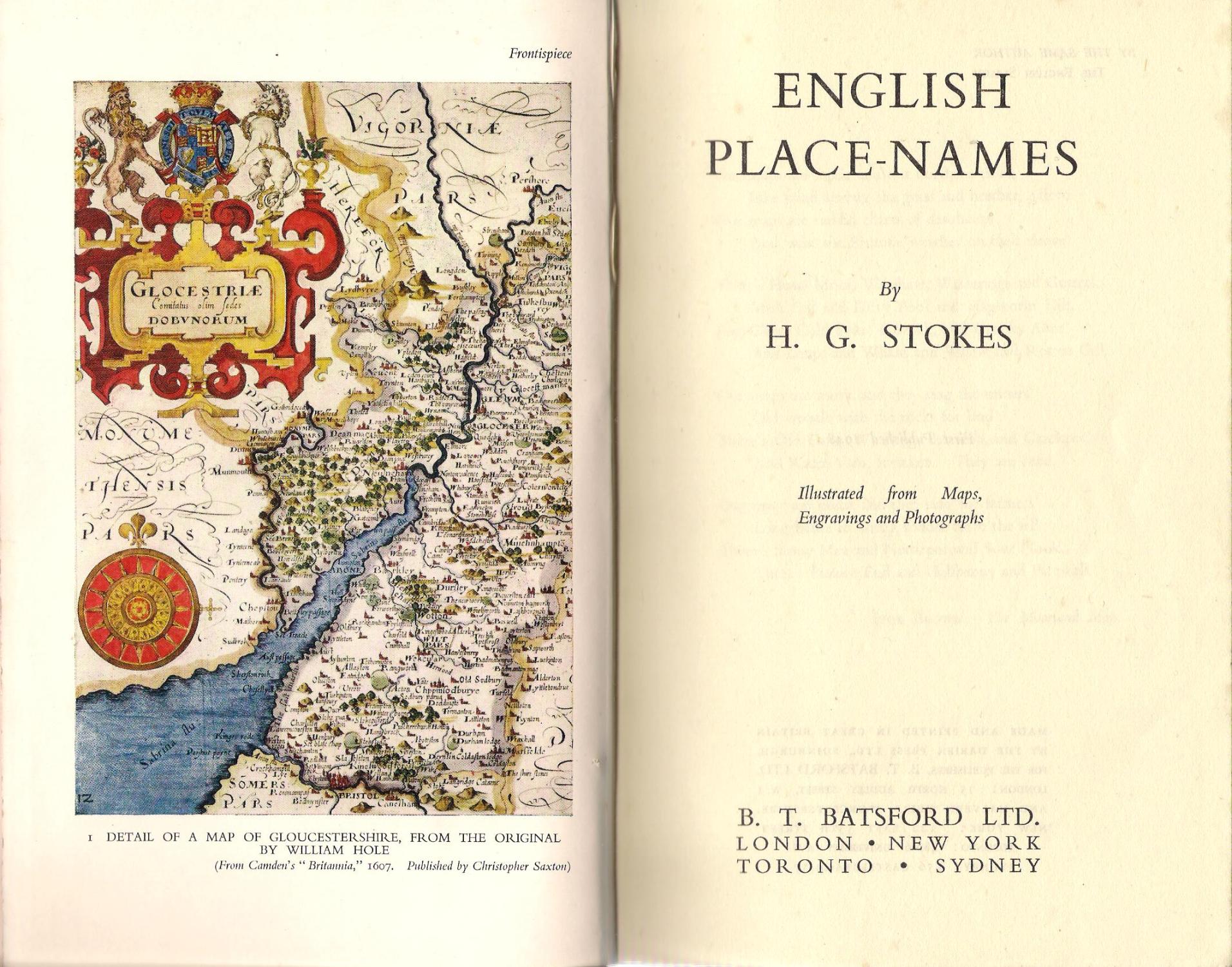 English Place Names by Stokes, H.G.: Very Good Hardcover (1948) 1st ...