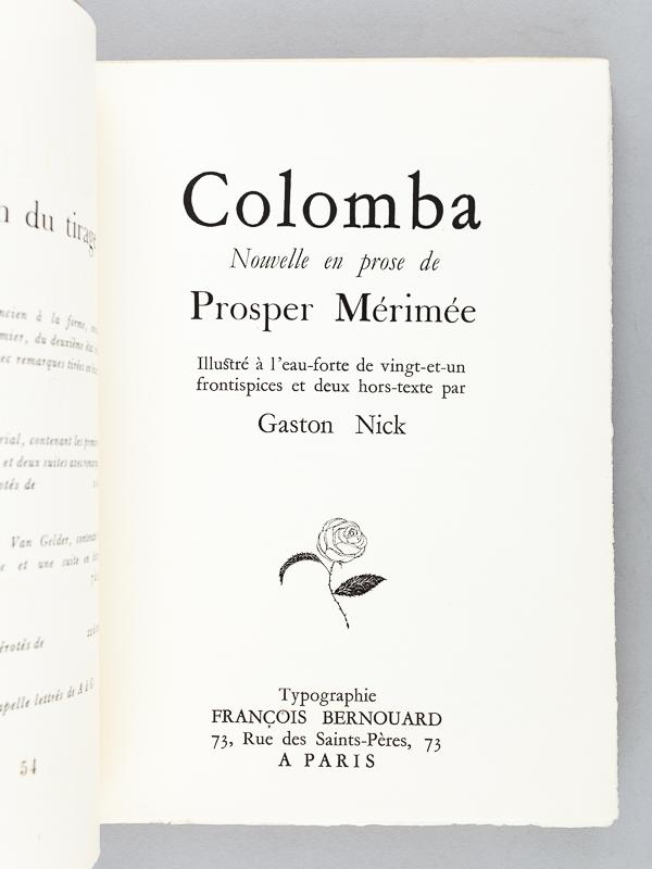 Colomba. Nouvelle en prose de Prosper Mérimée. by MERIMEE, Prosper ...