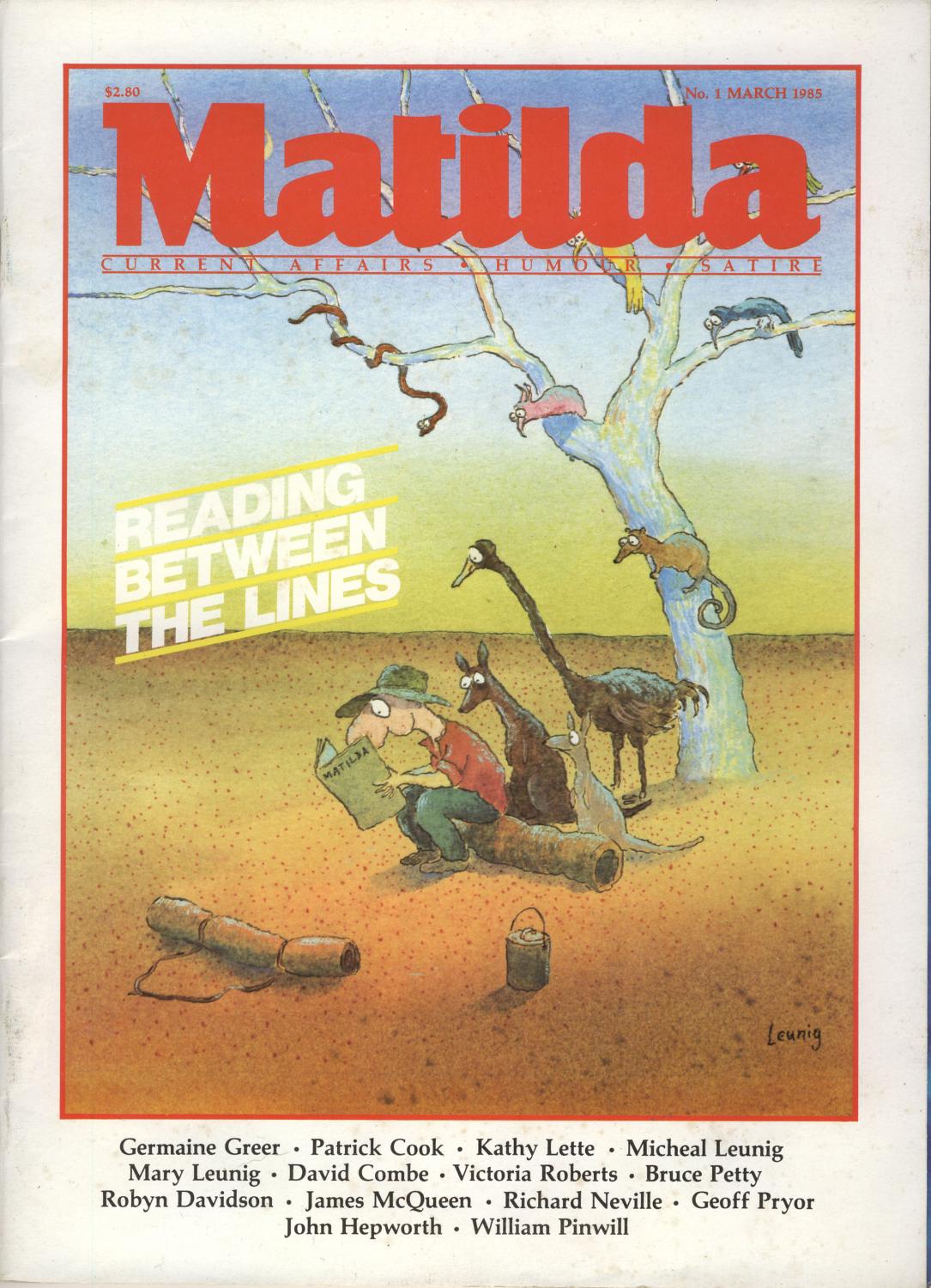 Matilda [Cover Title] Number 1, March 1985 by Robert, Swan, ed ...