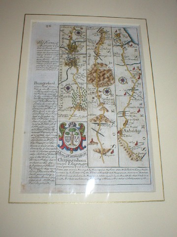 Miniature Original Antique engraved map: strip road map of ...