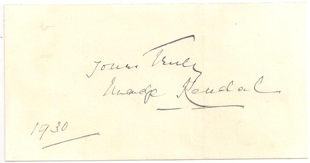 Madge Kendal: Autograph / Signature, dated 1930. by KENDAL DAME MADGE ...