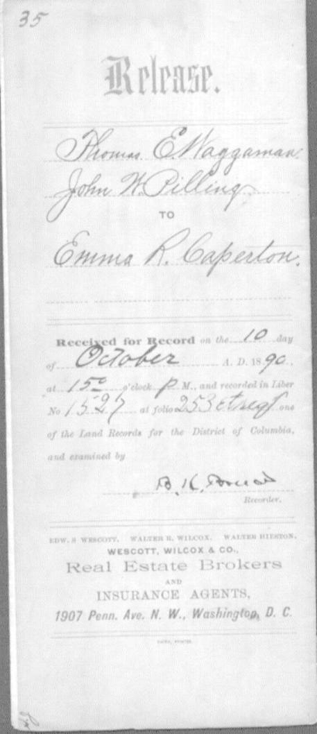 DOCUMENT SIGNED (DS) von BRUCE, Blanche K: Document (1890) Signatur des ...