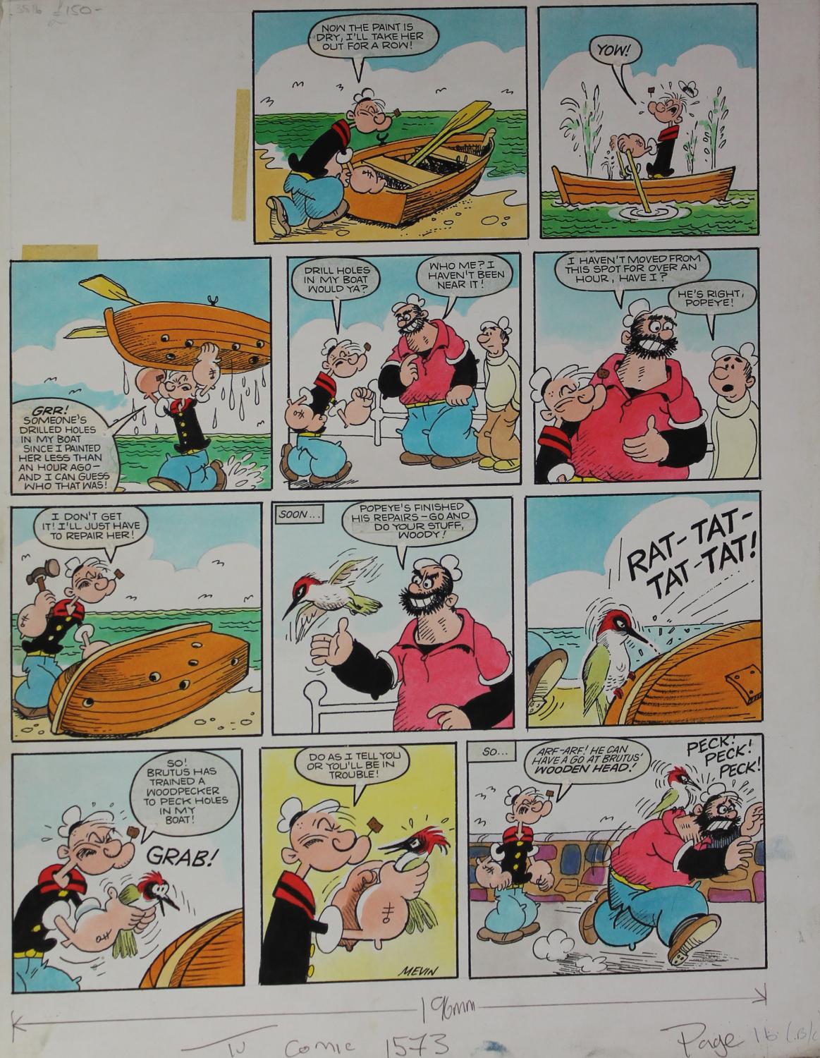 POPEYE: Original Artwork For Page 16 of TV Comic (issue 1573) by MEVIN ...