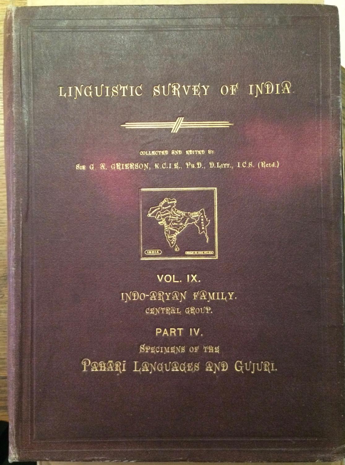 Linguistic Survey of India. Vol. IX Indo-Aryan Family Central Group ...
