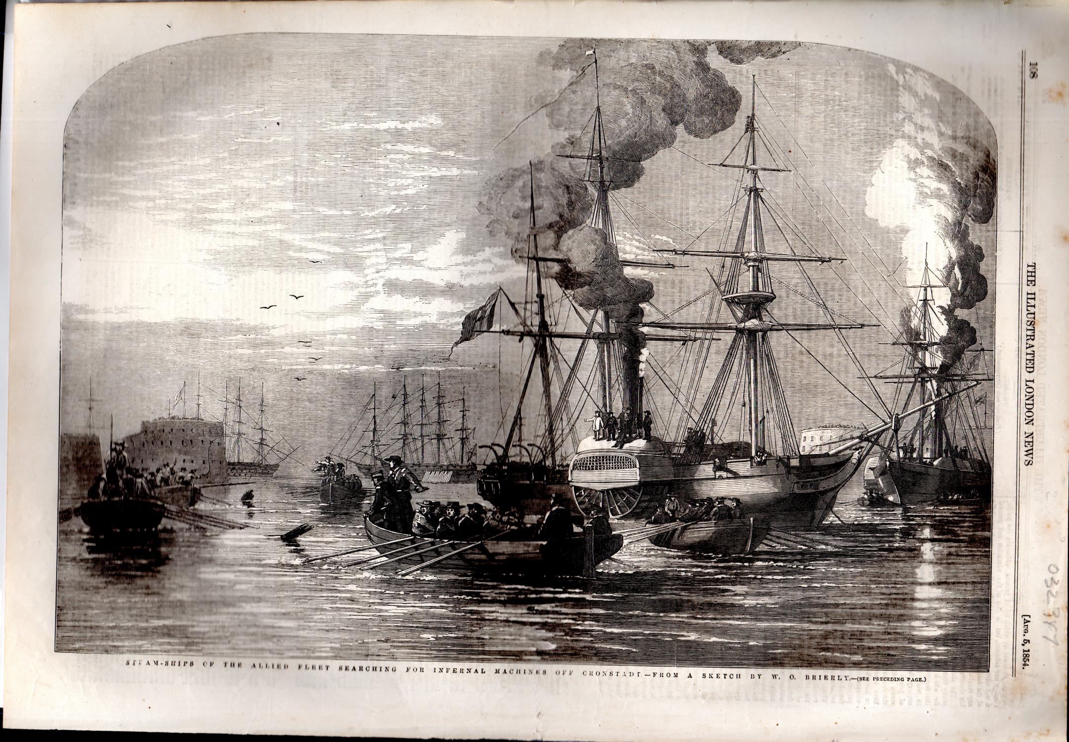 ENGRAVING: "Steam-ships of the Allied Fleet Searching for Infernal ...