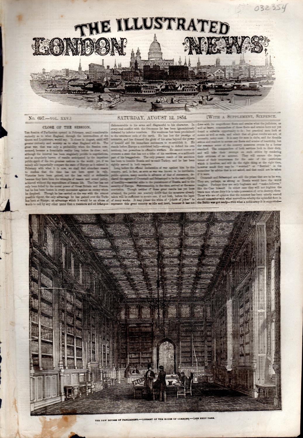 ENGRAVING: "The New House of Parliament, Library of the house of ...