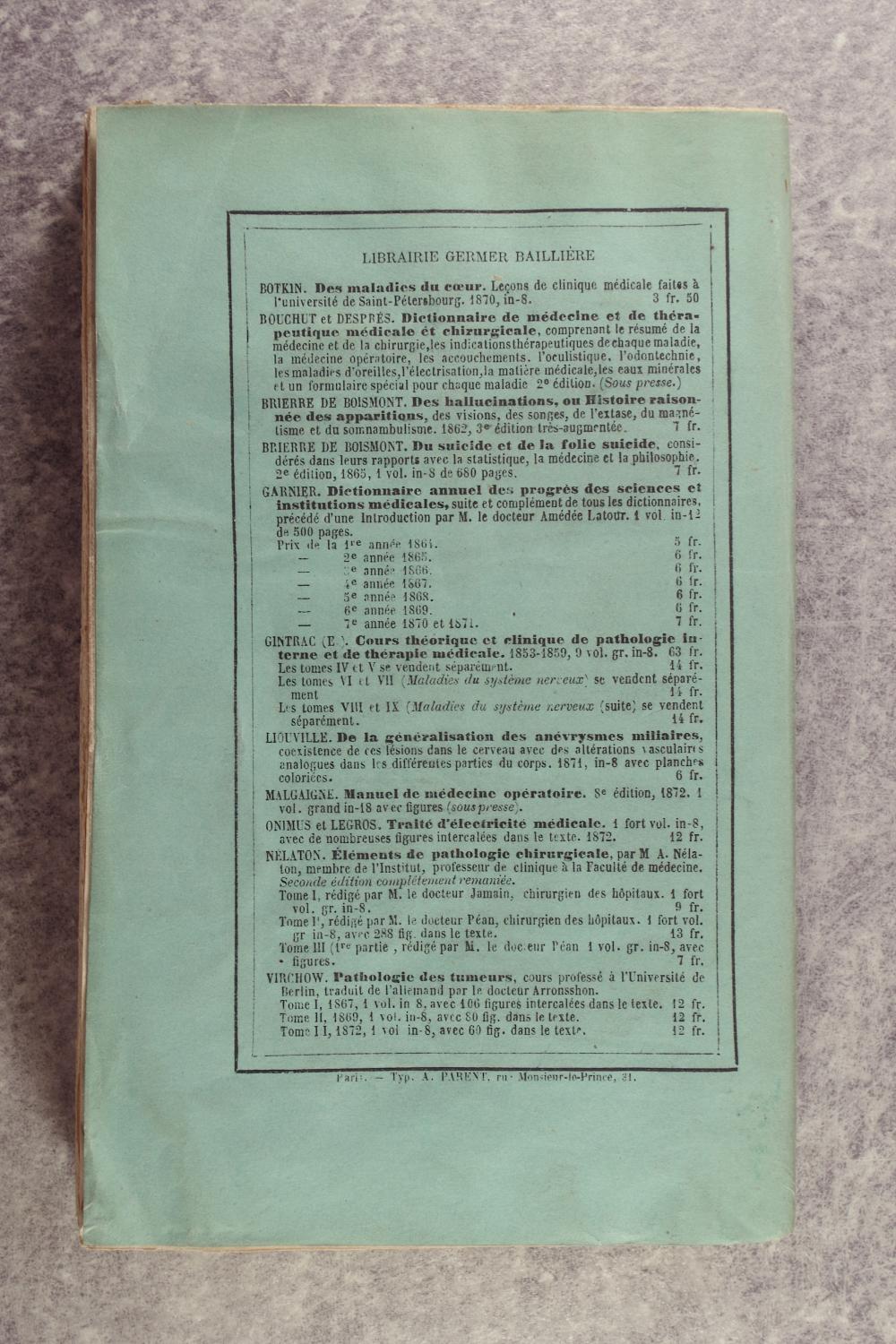 DE LA FIEVRE, PAR S. BOTKIN, PROFESSEUR DE CLINIQUE MEDICALE A L ...
