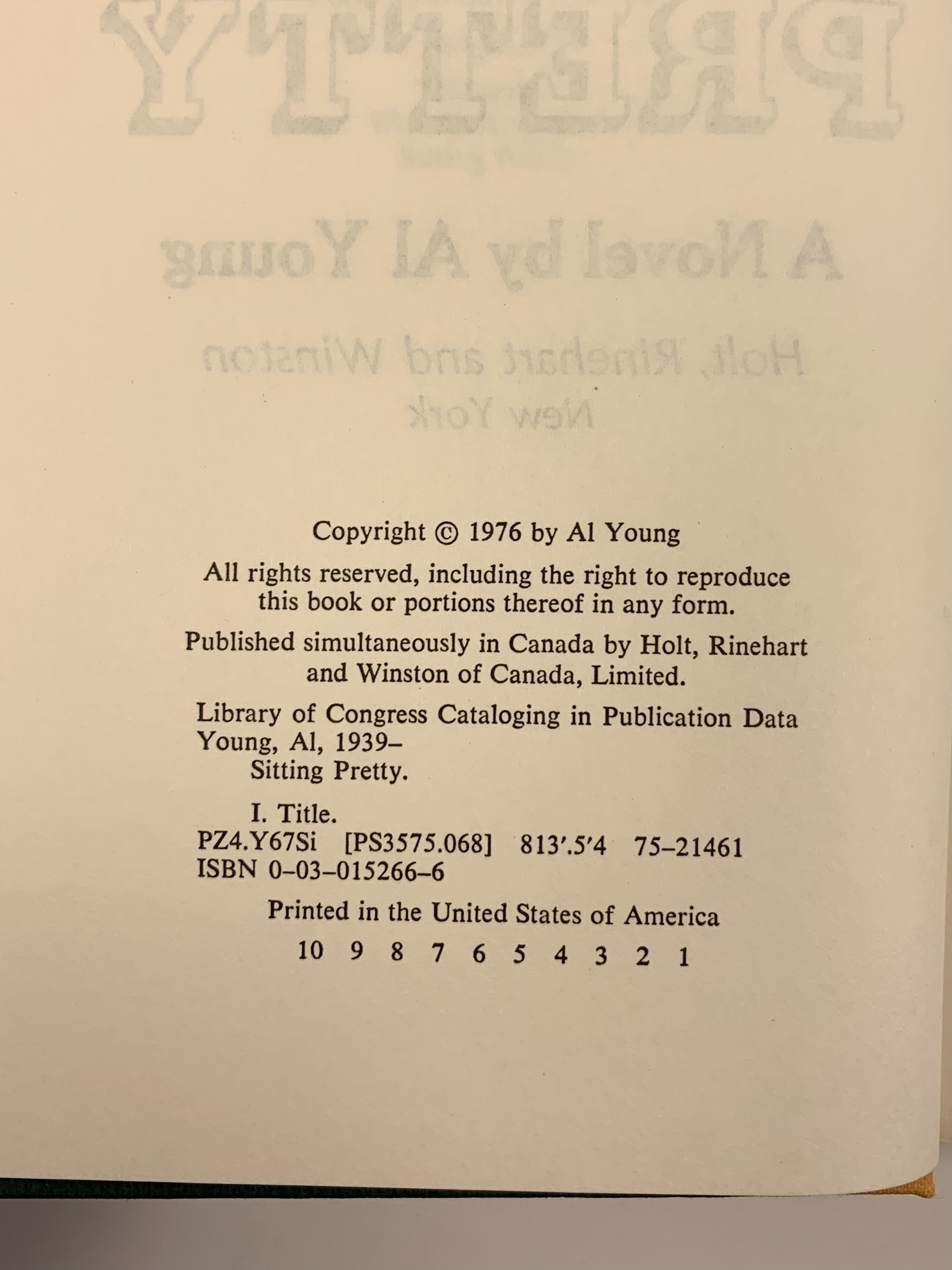 Sitting Pretty by Young, Al: Very good Hardcover (1976) First Edition ...